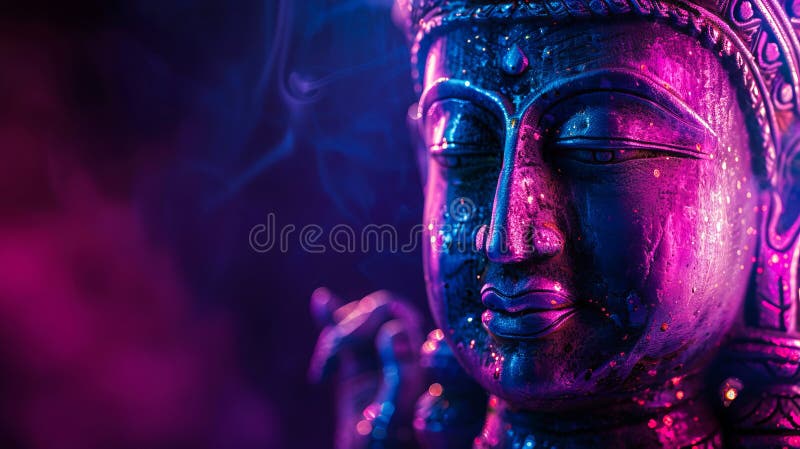A Buddha Statue with Smoke Coming Out of it Stock Image - Image of head ...