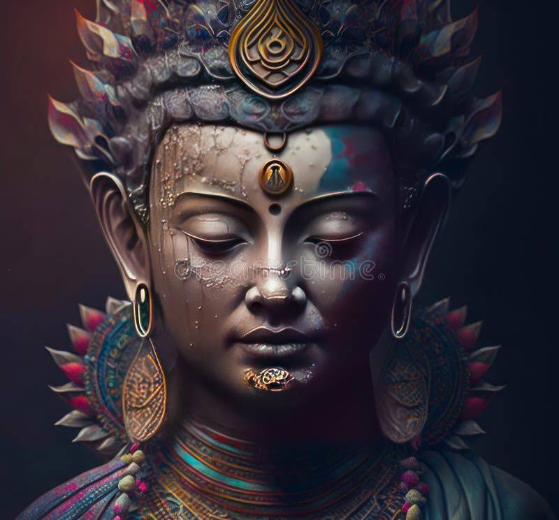 Buddha Statue in the Temple. Ai Generative Stock Illustration ...