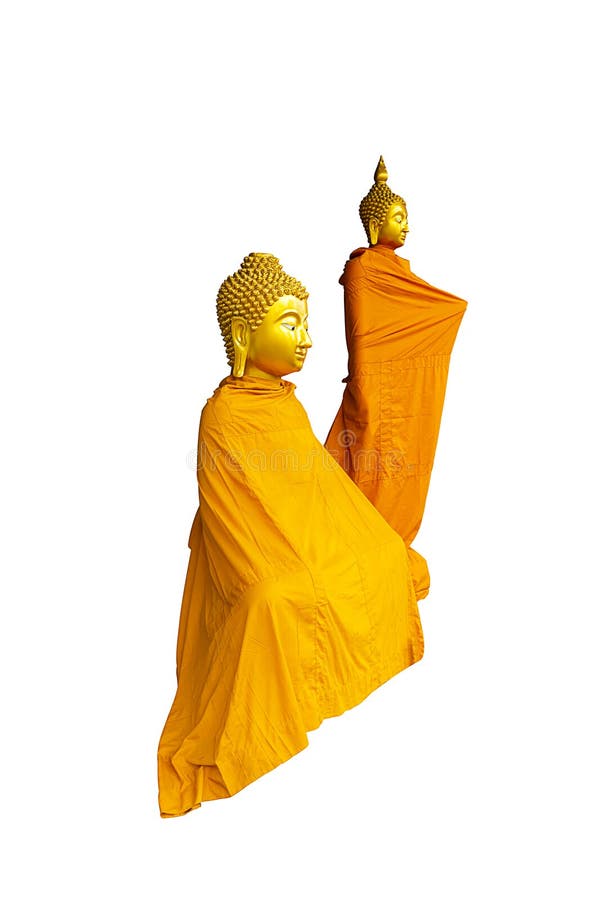 Buddha Statue with Yellow Robe Isolated on White Background Stock Photo ...