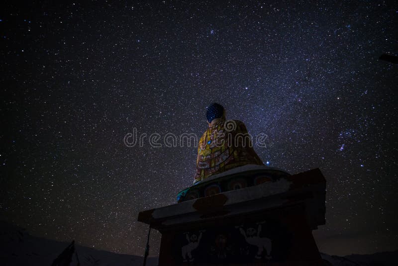 Buddha Statues in Nights in Himalayas - Spiti Valley Stock Image ...