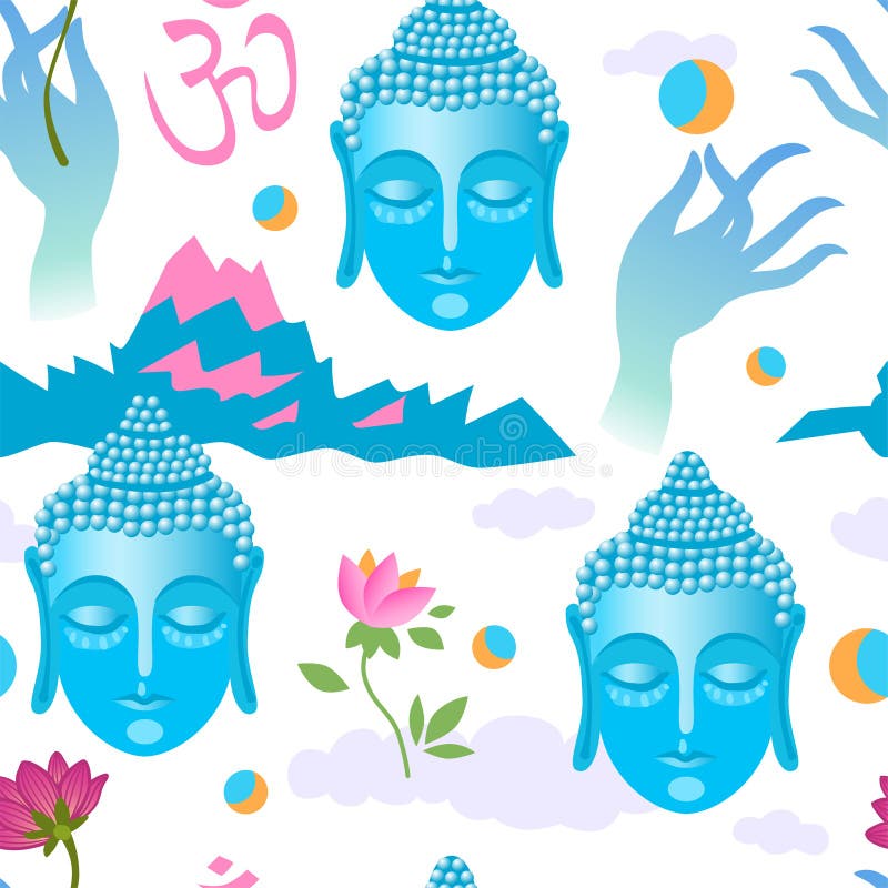 Buddha Vector Seamless Pattern. Boho Style Print for Yoga Stuff. Stock ...
