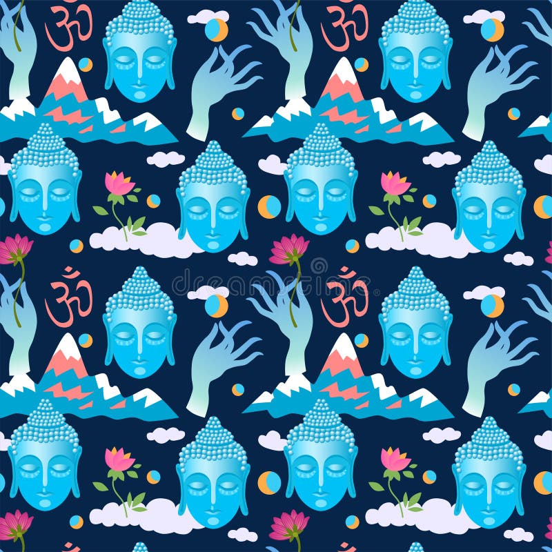 Buddha Vector Seamless Pattern. Boho Style Print for Yoga Stuff. Stock ...