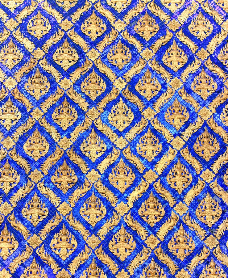 Buddha Wall Thai Style Pattern Stock Image - Image of design, black ...