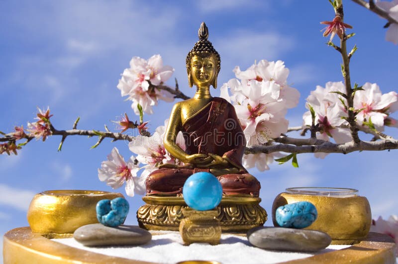 Buddha Zen Garden Meditation Stock Image - Image of meditation, blue ...