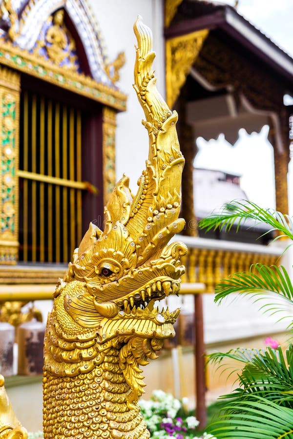 Buddhism Dragon Guard Statue in Sunlight, Thailand. Religion Stock ...