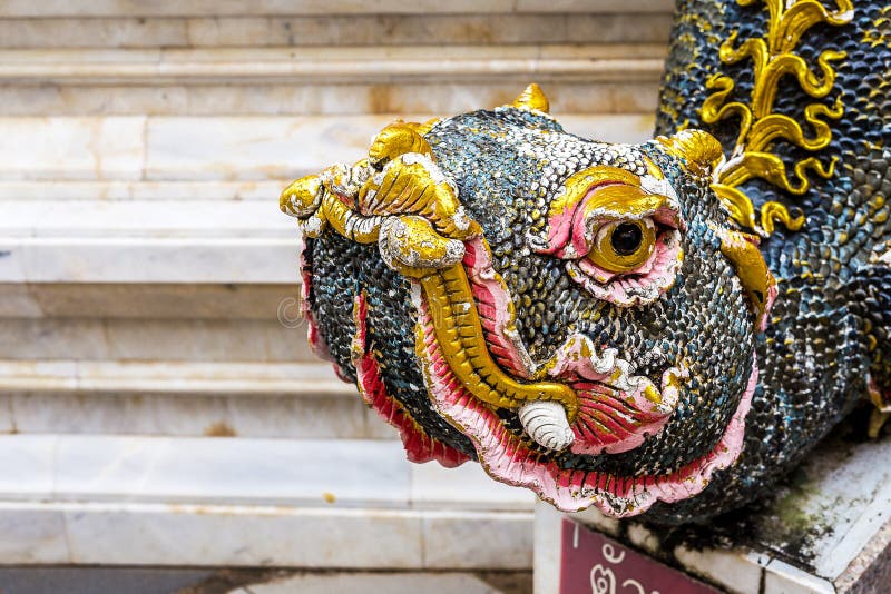 Dragon Guard Statue at the Buddhist Temple Entrance Stock Image - Image ...