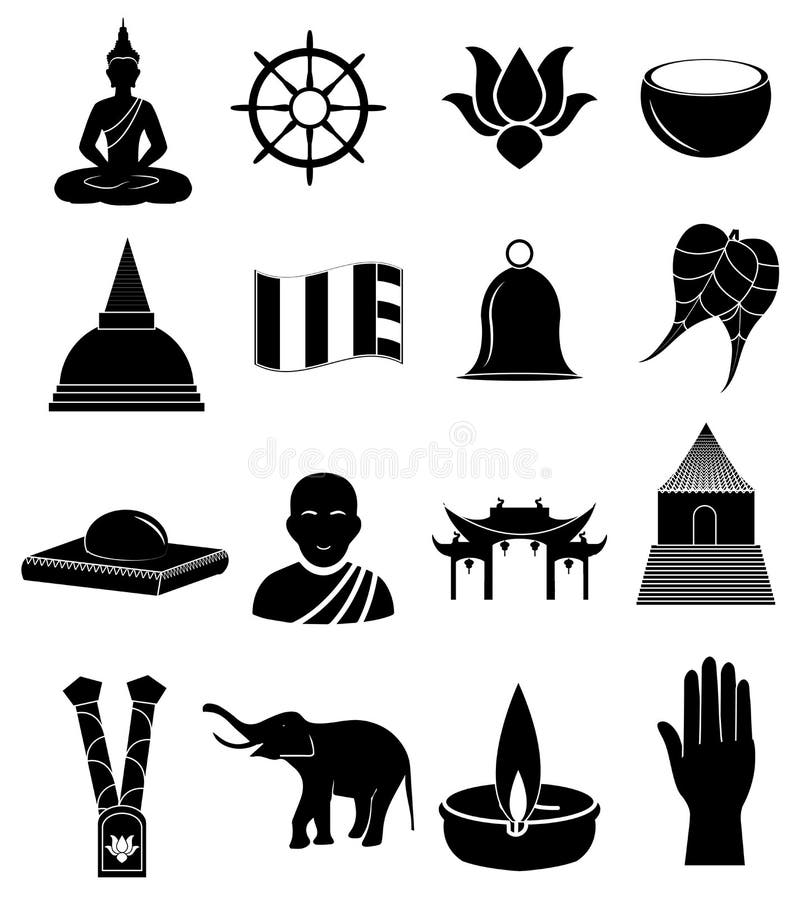 Buddhism icons set stock vector. Illustration of culture - 59115398
