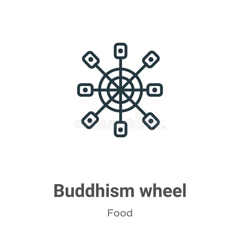 Buddhism Wheel Outline Vector Icon. Thin Line Black Buddhism Wheel Icon ...