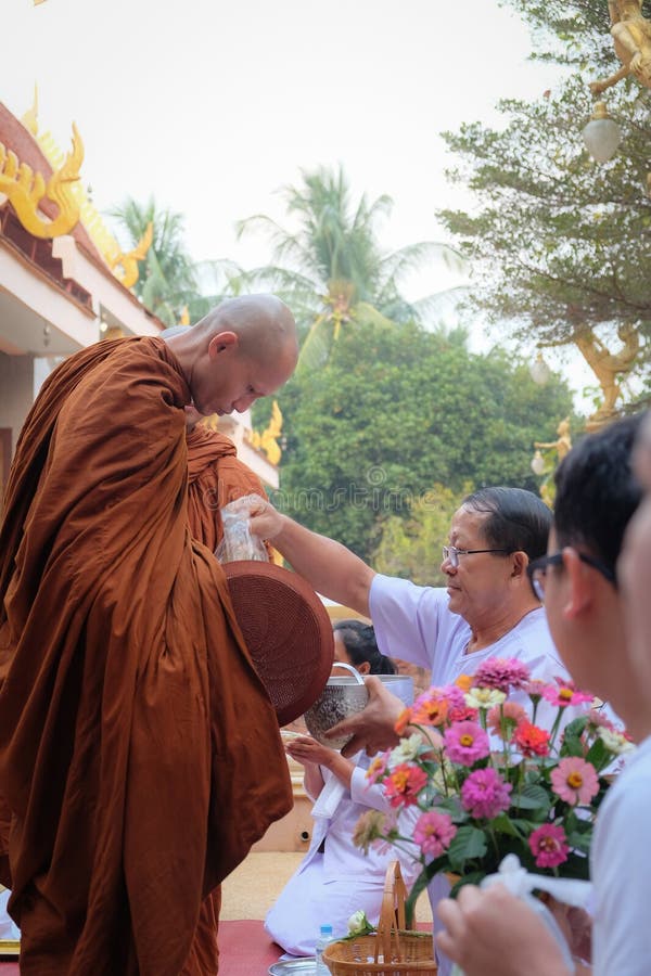 Buddhist Alms Giving Ceremony Editorial Photo - Image of flower, robe ...