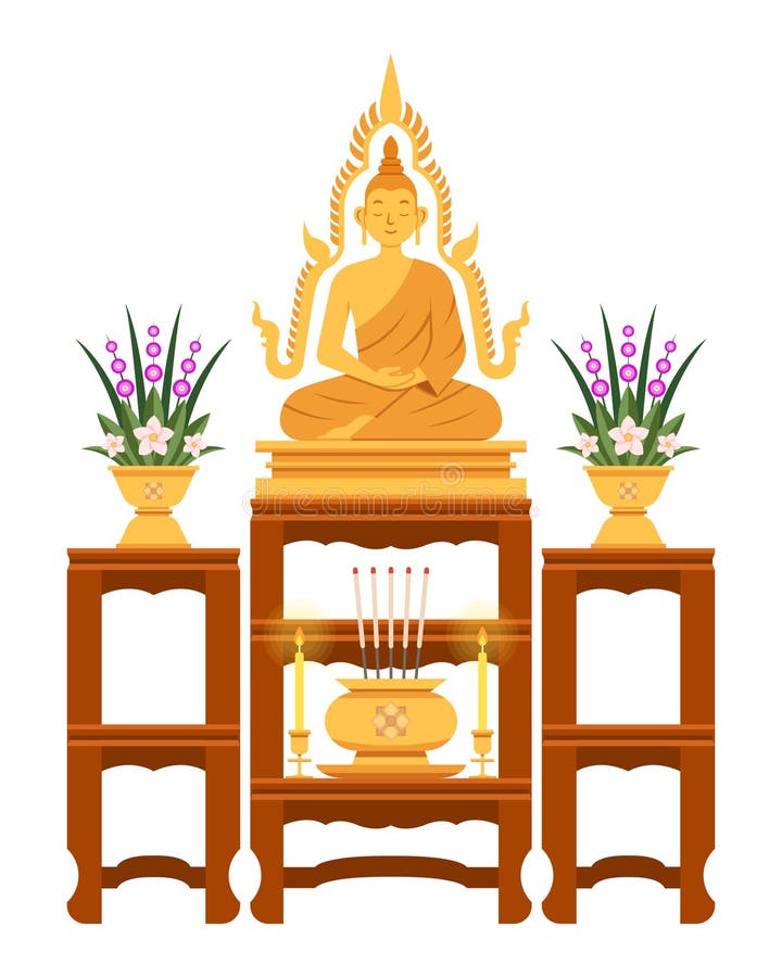 Buddhist Altar Cartoon Illustration Stock Vector - Illustration of ...