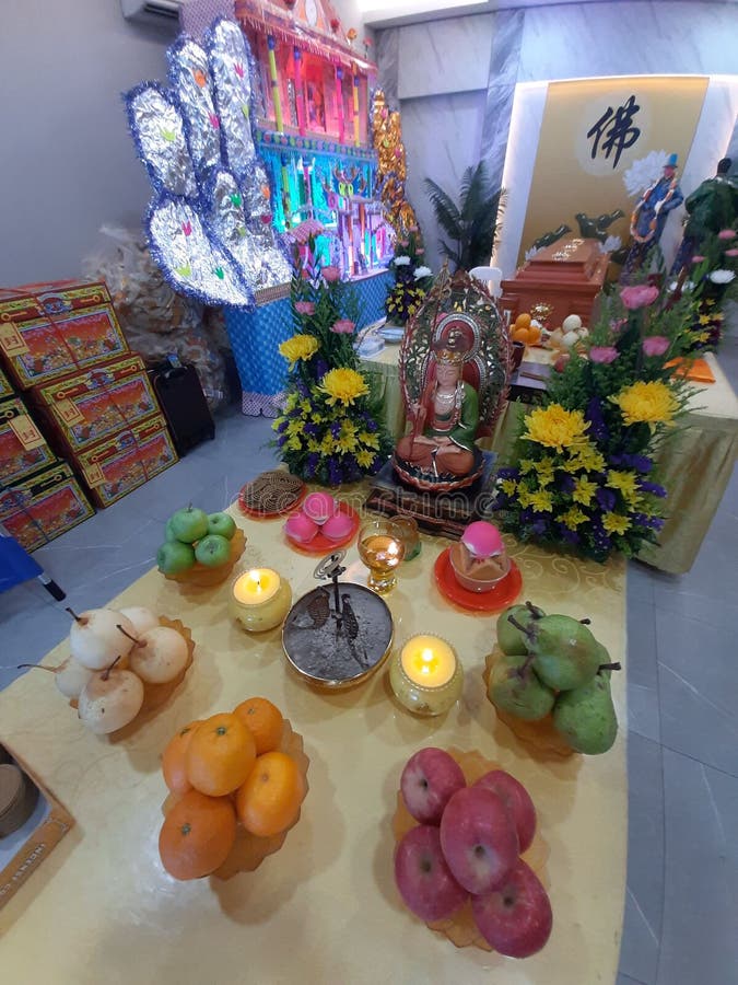 Buddhist Altar with Offerings for the Death Stock Image - Image of ...