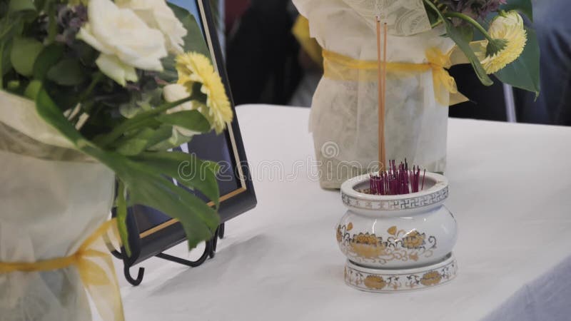 Buddhist Altar with Offerings for the Death Stock Video - Video of ...