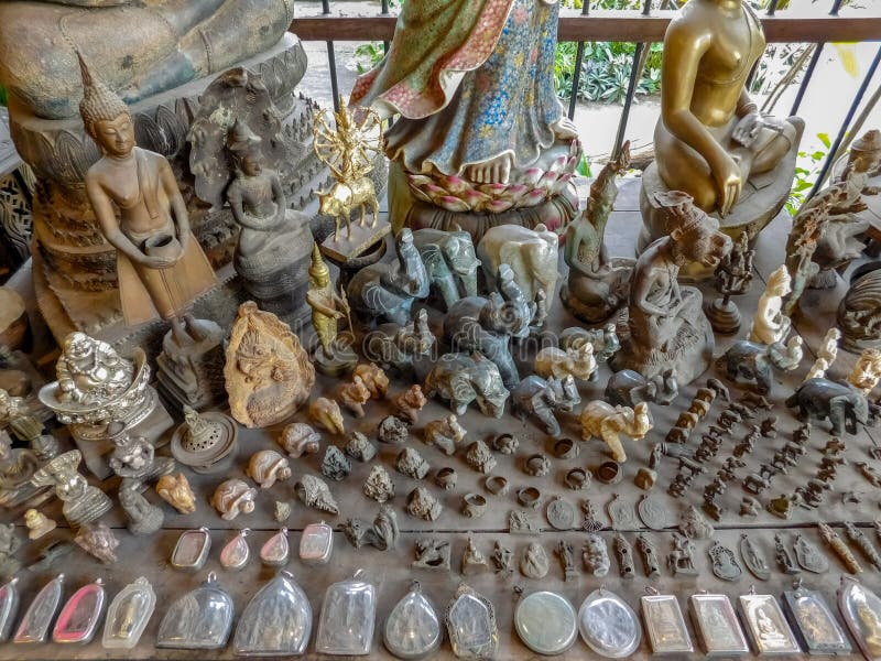 Buddhist Amulets and Other Objects Stock Photo - Image of items ...