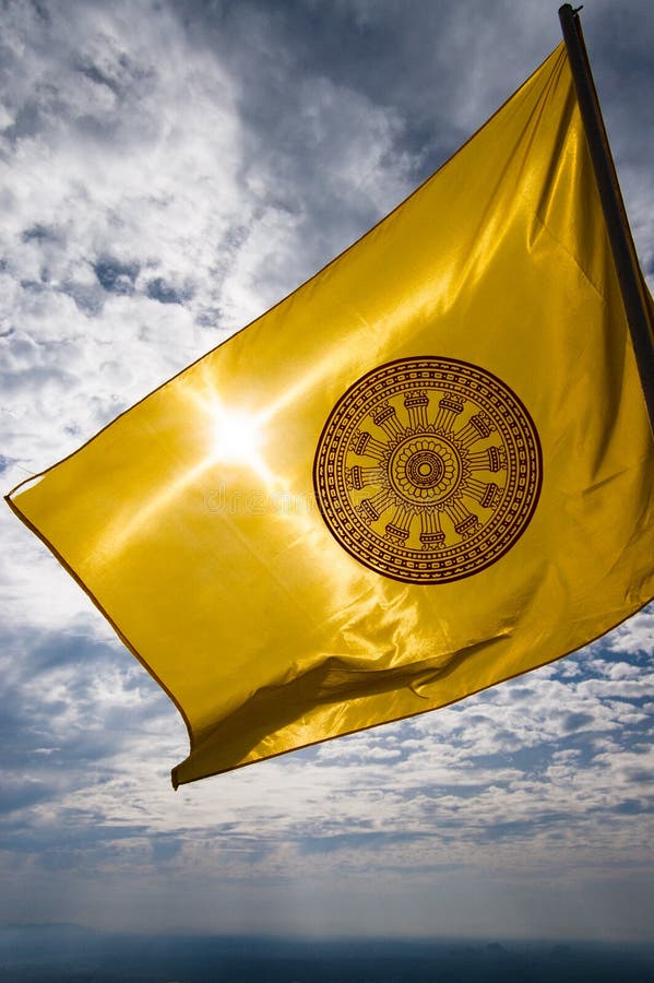 Buddhist flag in Thailand stock image. Image of prayer - 38151279