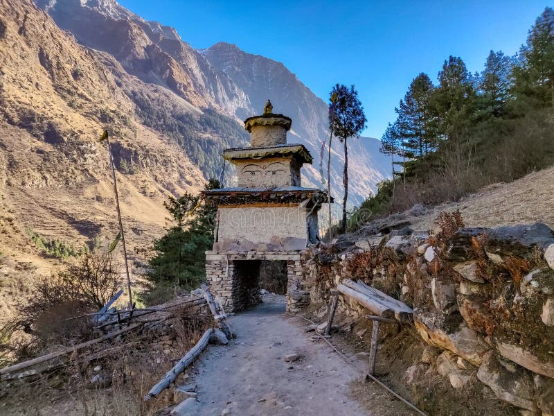 Buddhist Gate in the Remote Village of Nepal Stock Image - Image of ...