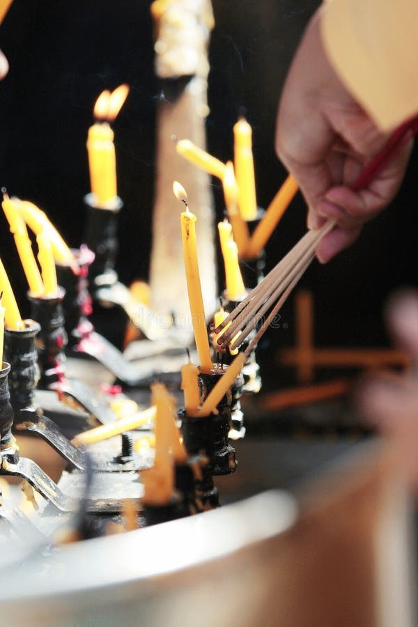 Buddhist Light the Candle on a Religious Day Stock Image - Image of ...
