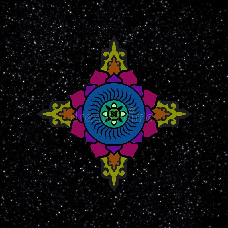 The Buddhist Mandala in the Background of the Vast Expanses of T Stock ...