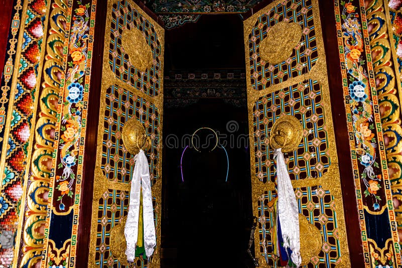 Buddhist Monastery Entry Gate with Art Work at Day from Low Angle Stock ... Buddhist Monastery Entry Gate with Art Work at Day from Low Angle Stock ...