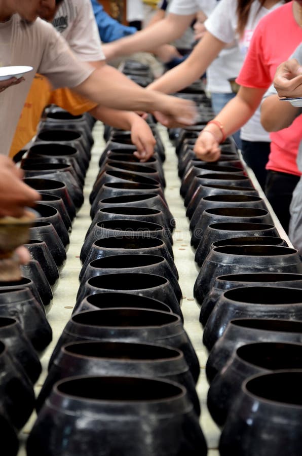 Buddhist Money Collection Pots Stock Image - Image of offering, money ...