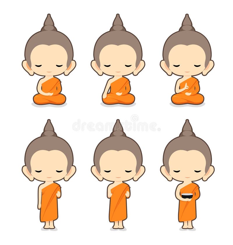 Buddhist Monk Character Design Stock Vector - Illustration of asian ...