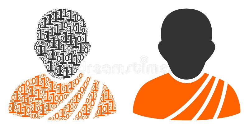 Buddhist Monk Collage of Binary Digits Stock Vector - Illustration of ...