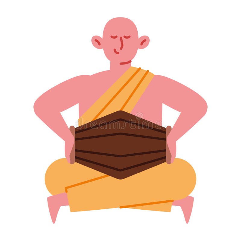 Buddhist monk with drum stock illustration. Illustration of peaceful ...