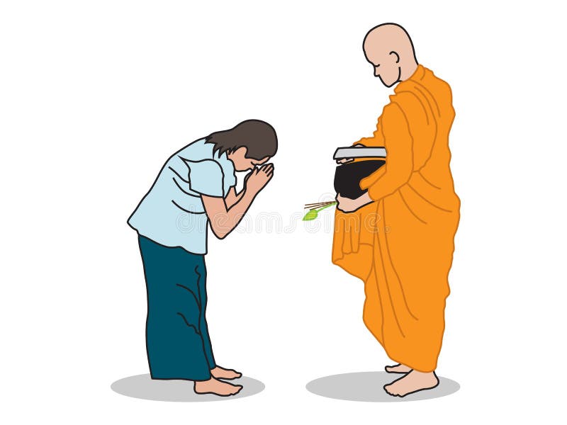 Buddhist Monk stock vector. Illustration of icon, flower - 206988560