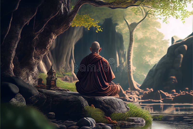 Buddhist monk meditating. stock illustration. Illustration of buddhism ... Buddhist monk meditating. stock illustration. Illustration of buddhism ...