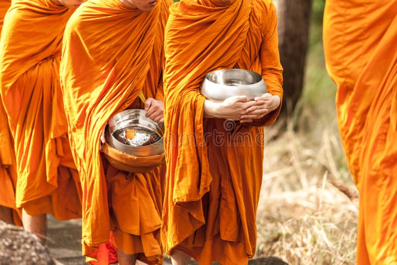 Buddhist monk on morning stock image. Image of morning - 56728923