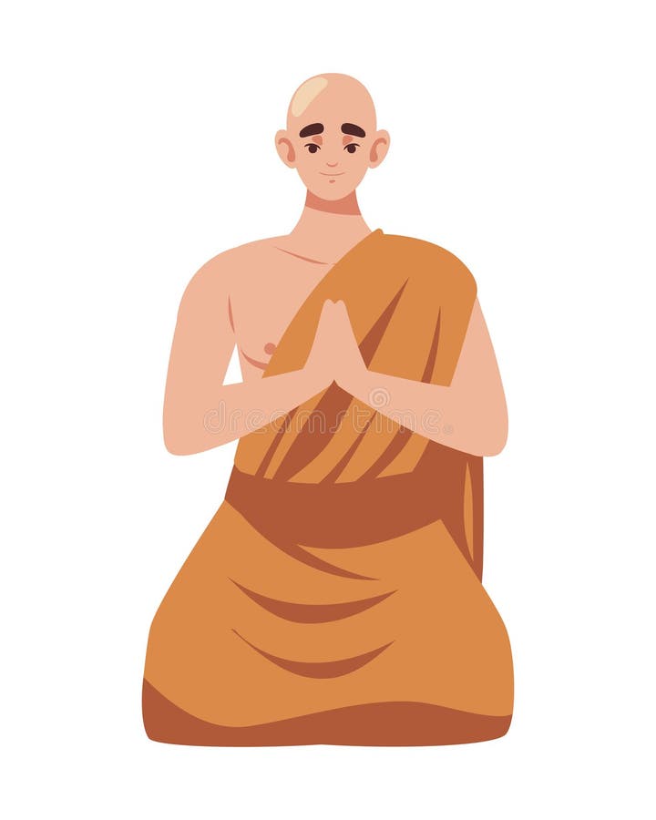 Buddhist monk praying stock vector. Illustration of buddhism - 299125205