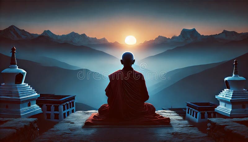 Buddhist Monk Sitting in the Lotus Position Stock Photo - Image of ...