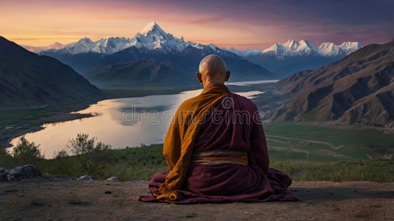 Buddhist Monk Sitting in the Lotus Position Stock Image - Image of ...