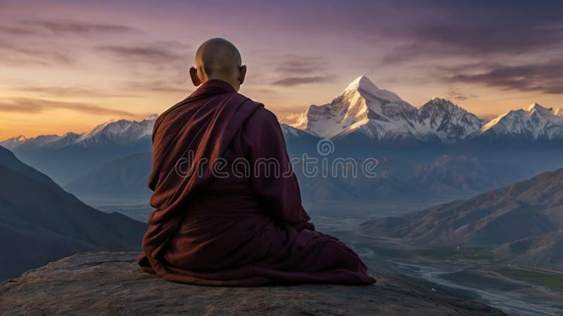 Buddhist Monk Sitting in the Lotus Position Stock Image - Image of ...