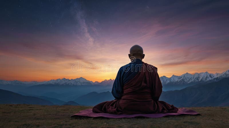 Buddhist Monk Sitting in the Lotus Position Stock Photo - Image of monk ...