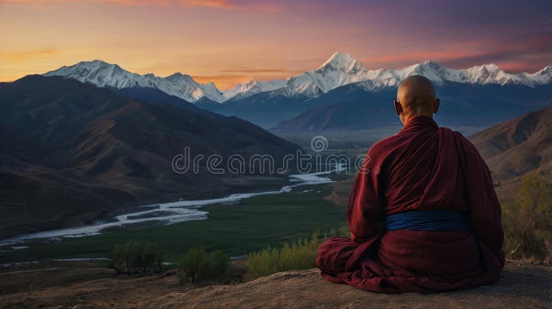 Buddhist Monk Sitting in the Lotus Position Stock Image - Image of ...