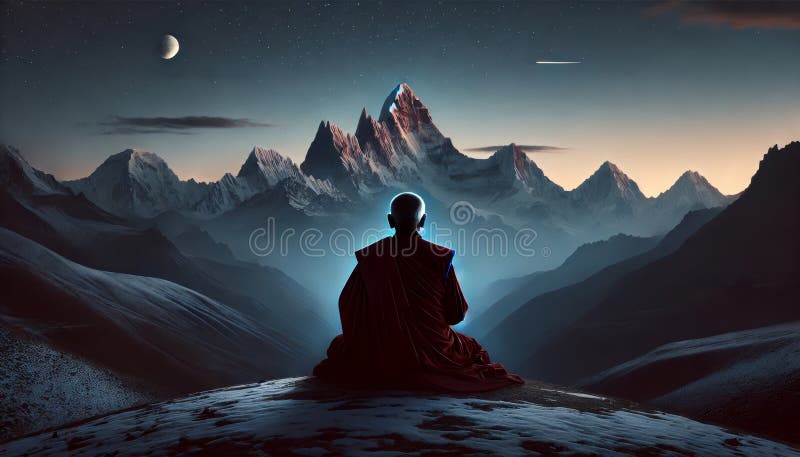 Buddhist Monk Sitting in the Lotus Position Stock Photo - Image of ...