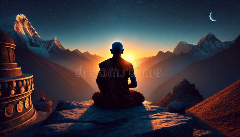 Buddhist Monk Sitting in the Lotus Position Stock Image - Image of ...