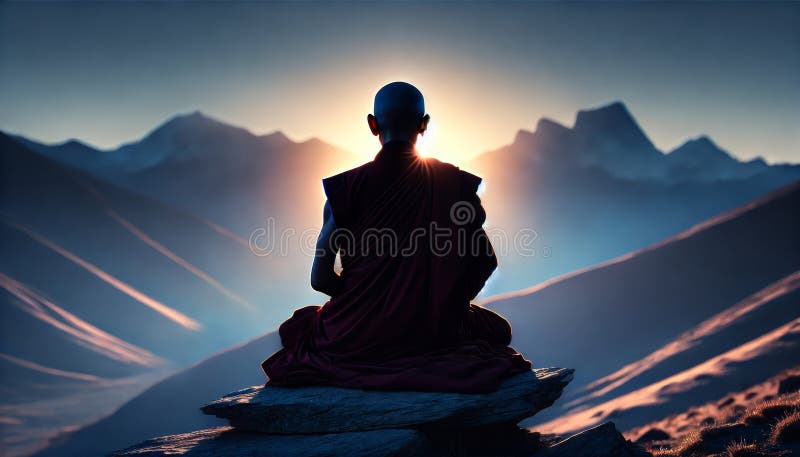Buddhist Monk Sitting in the Lotus Position Stock Image - Image of ...