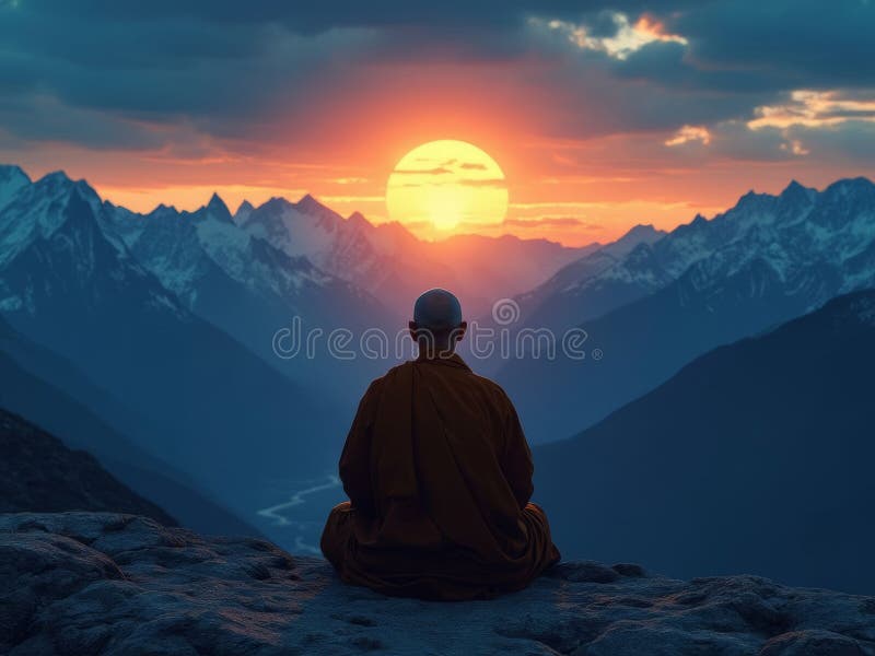 Buddhist Monk Sitting in the Lotus Position Stock Image - Image of ...