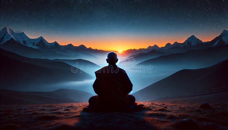 Buddhist Monk Sitting in the Lotus Position Stock Image - Image of ...