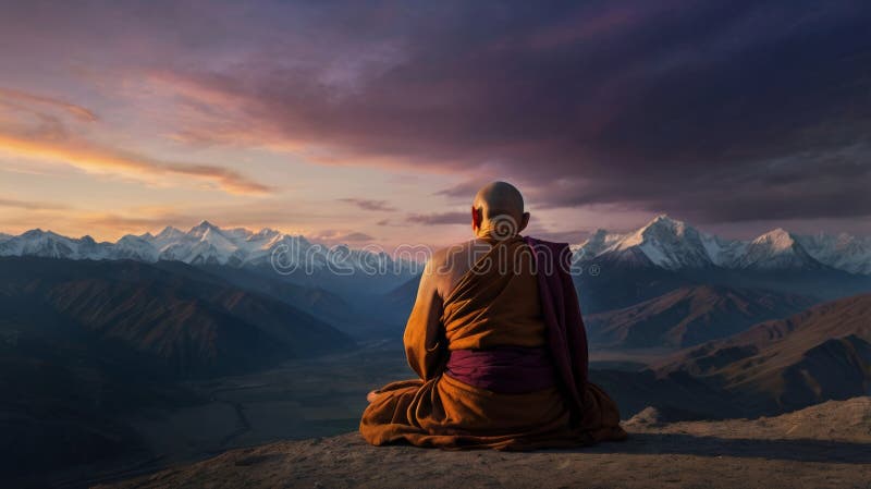 Buddhist Monk Sitting in the Lotus Position Stock Photo - Image of ...