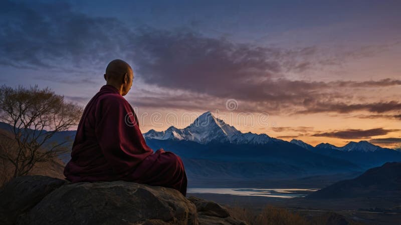 Buddhist Monk Sitting in the Lotus Position Stock Image - Image of ...