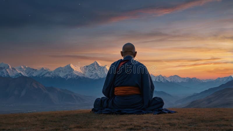 Buddhist Monk Sitting in the Lotus Position Stock Photo - Image of ...