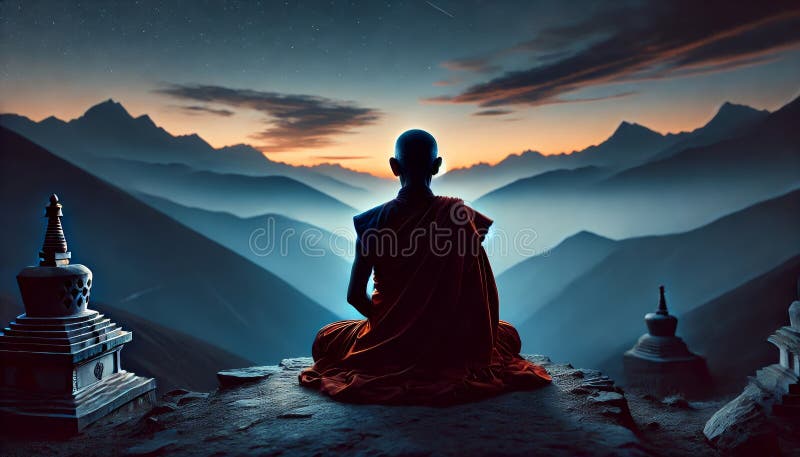 Buddhist Monk Sitting in the Lotus Position Stock Image - Image of ...