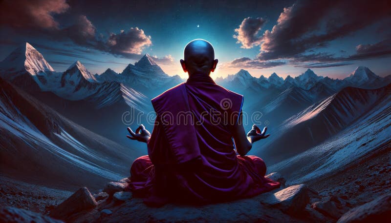 Buddhist Monk Sitting in the Lotus Position Stock Photo - Image of ...
