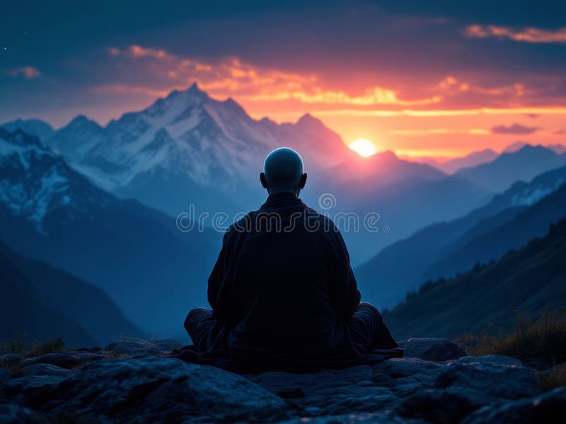 Buddhist Monk Sitting in the Lotus Position Stock Photo - Image of ...