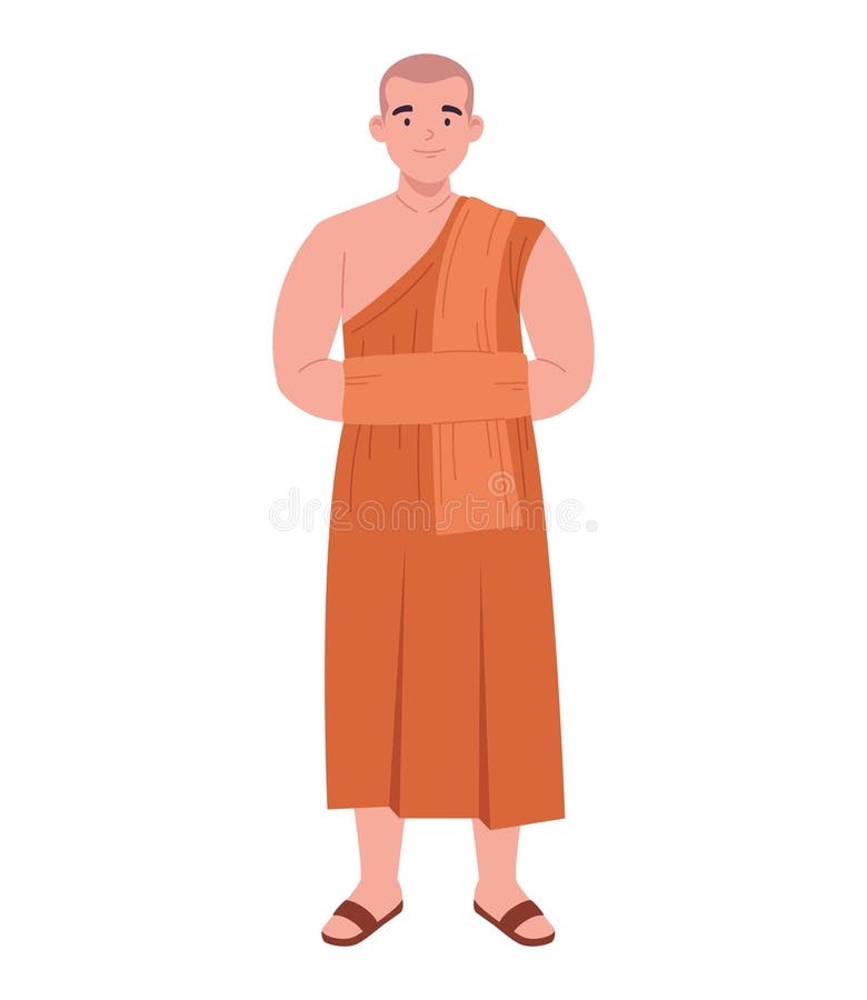 Buddhist monk standing stock vector. Illustration of religious - 299184202