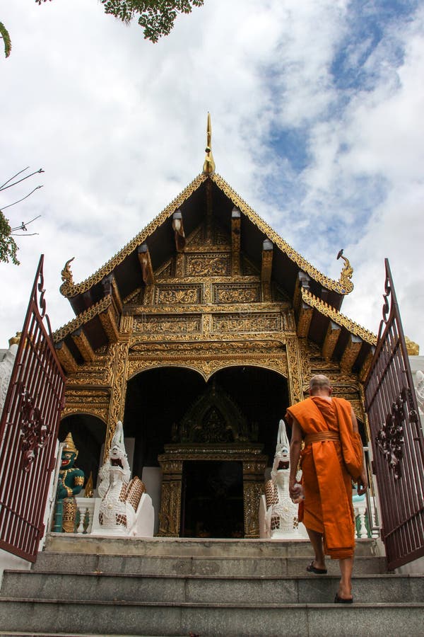 A Buddhist Monk Walking Through Temple Editorial Photo - Image of ...