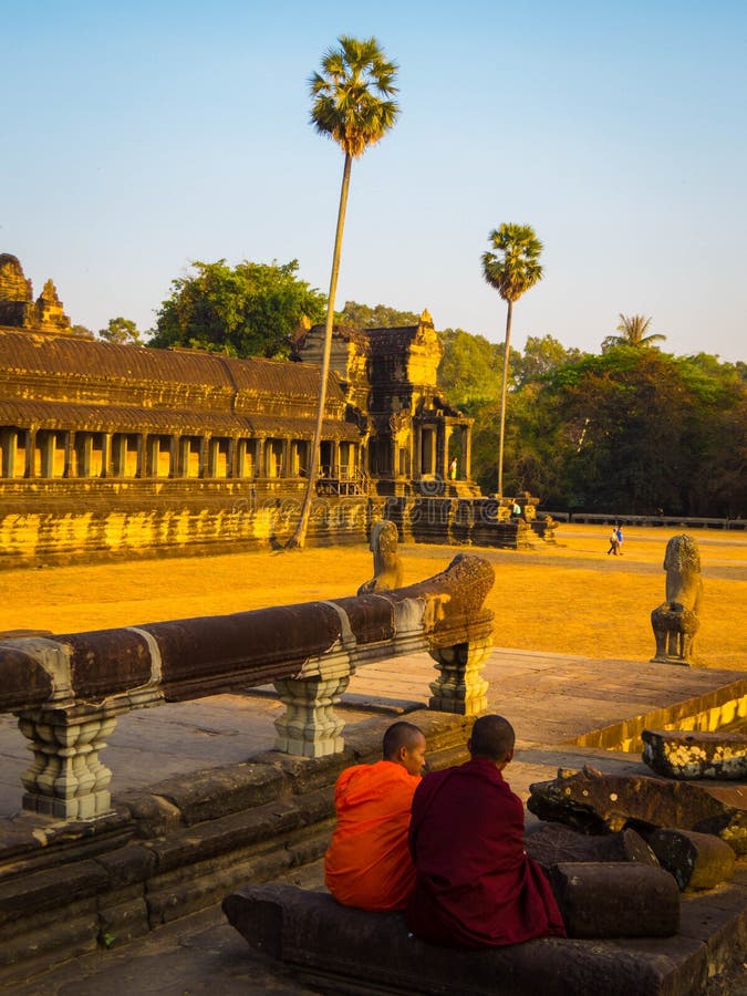 Buddhist Monks in Angkor Wat Editorial Stock Photo - Image of imaginary ...