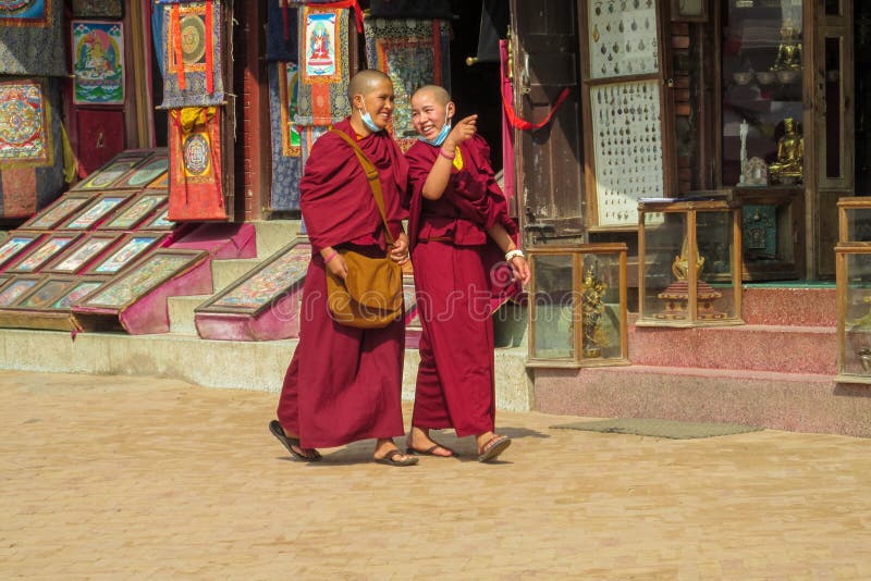 Monks in the street editorial photo. Image of pagoda - 55445451
